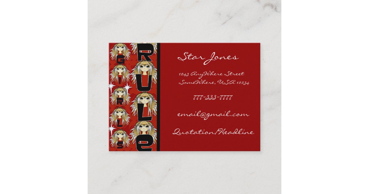 Anime Girls Rule Business Card | Zazzle