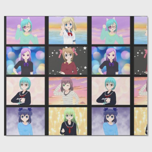 Anime Girls Wrapping Paper | Zazzle