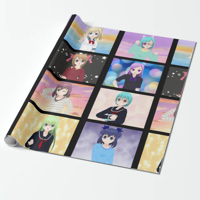 Anime Girls Wrapping Paper | Zazzle