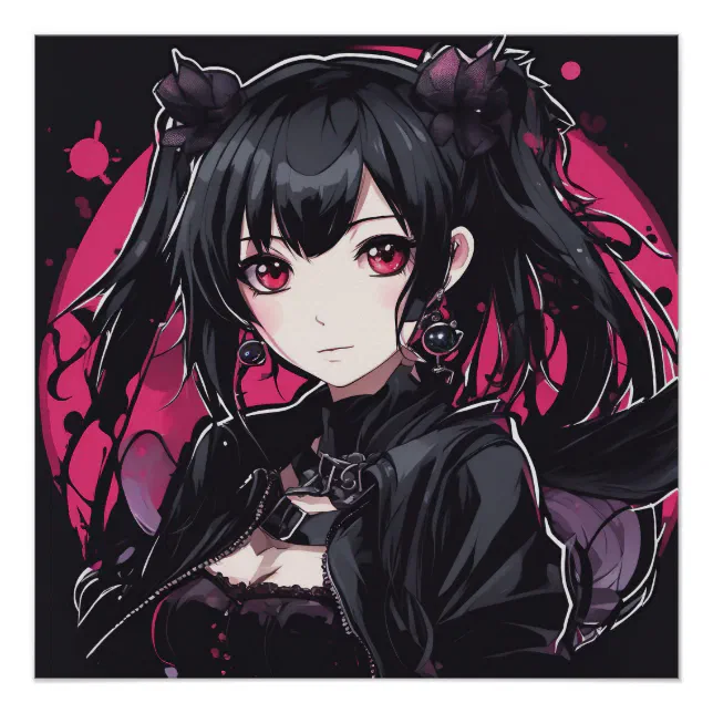 Anime Goth Girl Fantasy Art Poster | Zazzle