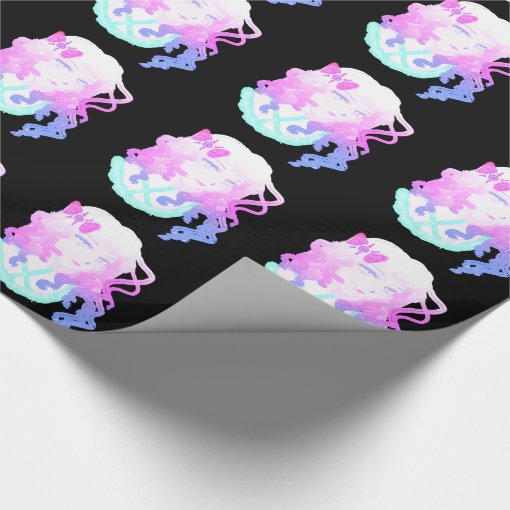 Anime Hipster Kawaii Pastel Creepy Cute Girl Wrapping Paper | Zazzle