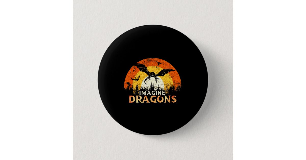 Anime Kawaii Mythical Fantasy Dragons Imagine Vint Button | Zazzle