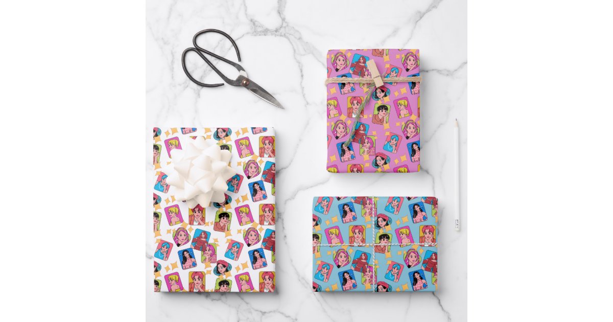 Anime Manga Characters Pattern Wrapping Paper Sheets | Zazzle