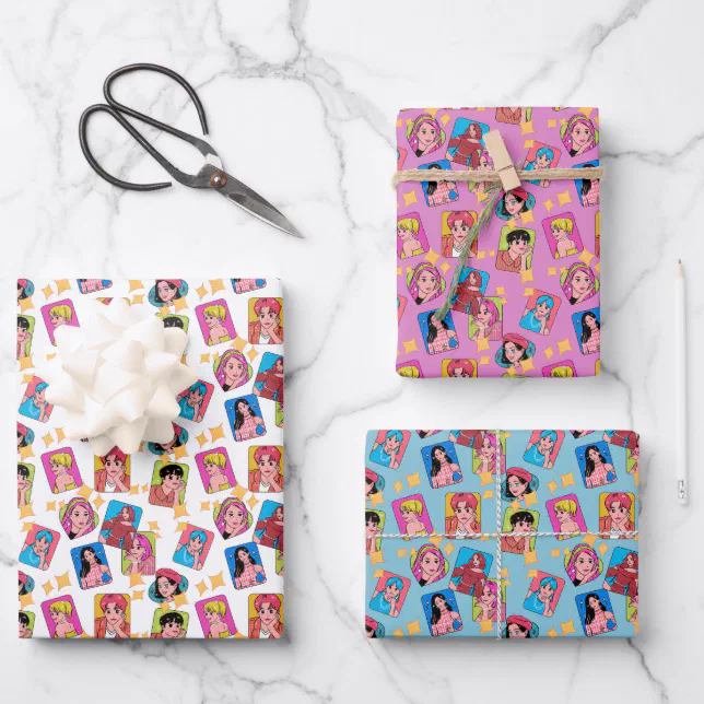 Anime Manga Characters Pattern Wrapping Paper Sheets | Zazzle
