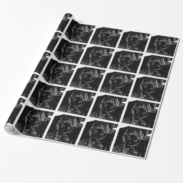 anime manga everyday black project wrapping paper | Zazzle