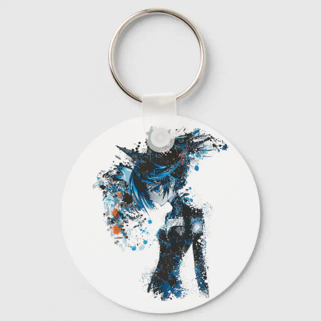 Anime Manga Graphic Blue-eyes Illustration Anime Keychain | Zazzle