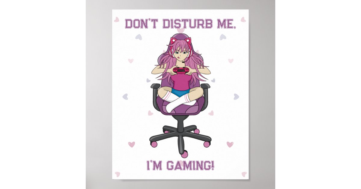 Anime Manga Pink Purple Gamer Girl Poster | Zazzle