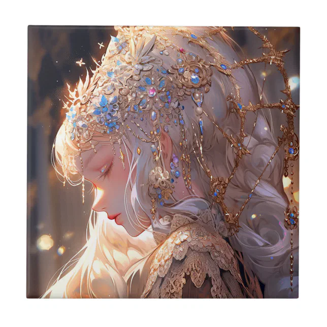 Anime Princess Girl Fantasy Art Ceramic Tile | Zazzle