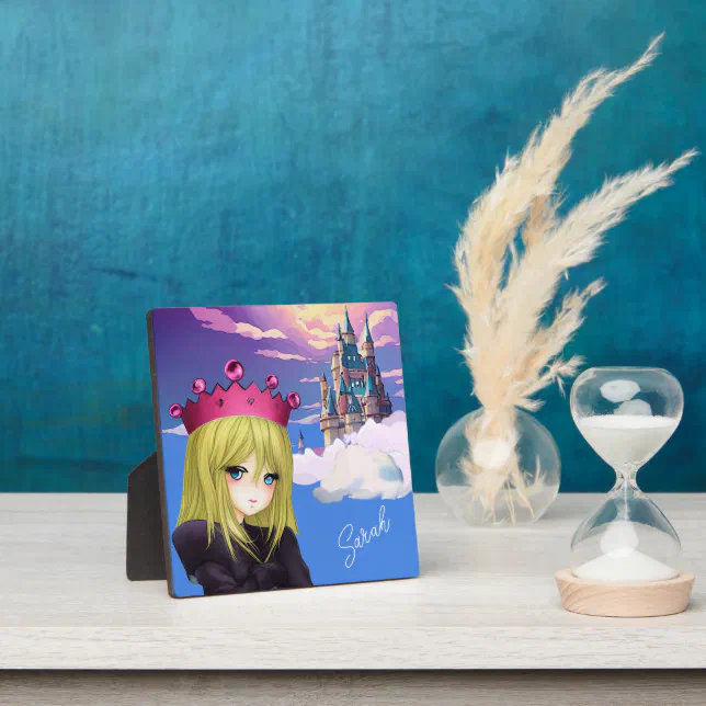 Anime Princess with Floating Castle Plaque | Zazzle