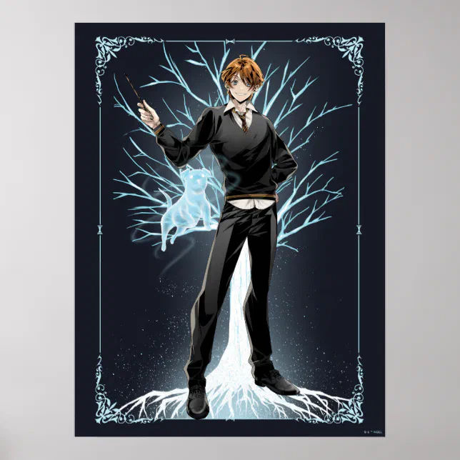 Anime Ron Weasley's Jack Russell Terrier Patronus Poster | Zazzle