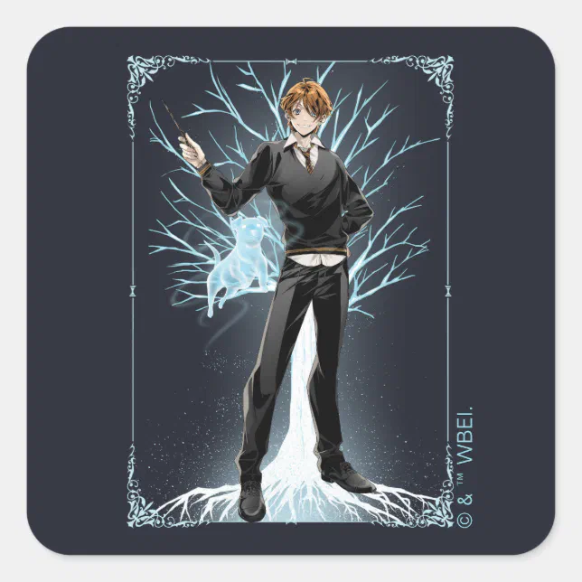 Anime Ron Weasley's Jack Russell Terrier Patronus Square Sticker | Zazzle