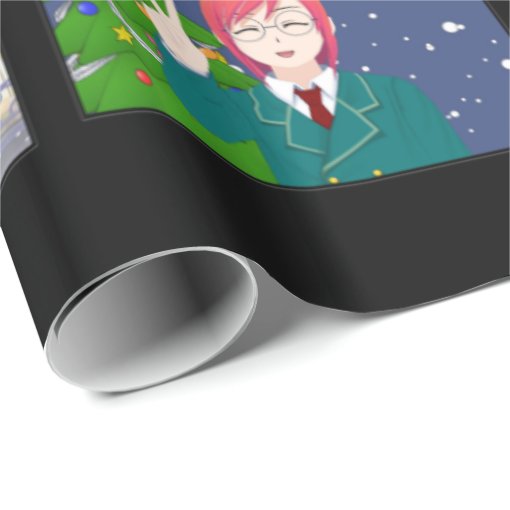 Anime style Christmas wrapping paper | Zazzle