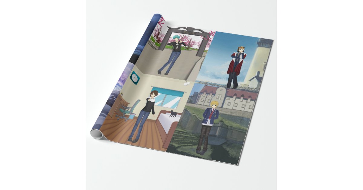 Anime style guys wrapping paper | Zazzle