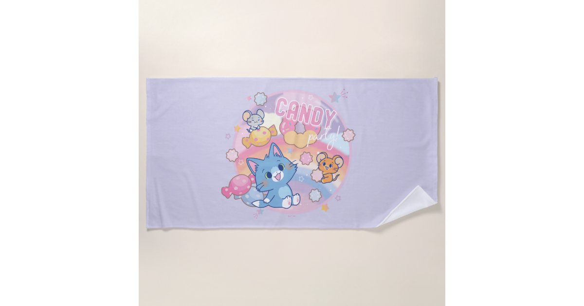 Anime Tom and Jerry Candy Party Beach Towel | Zazzle