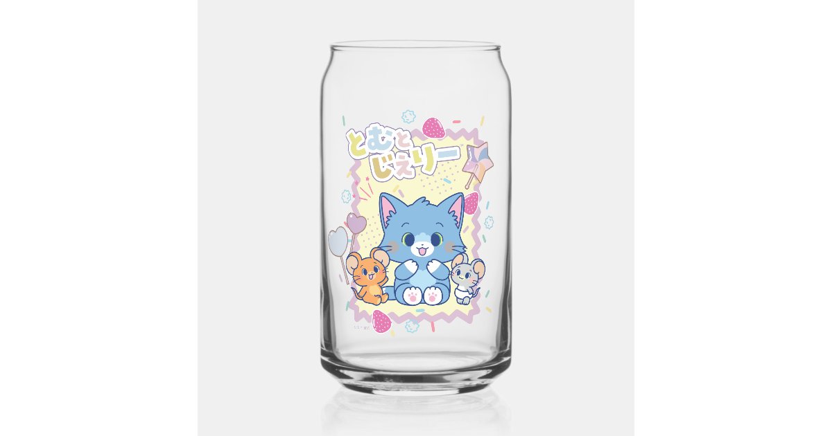 Anime Tom and Jerry Strawberry Fun Can Glass | Zazzle