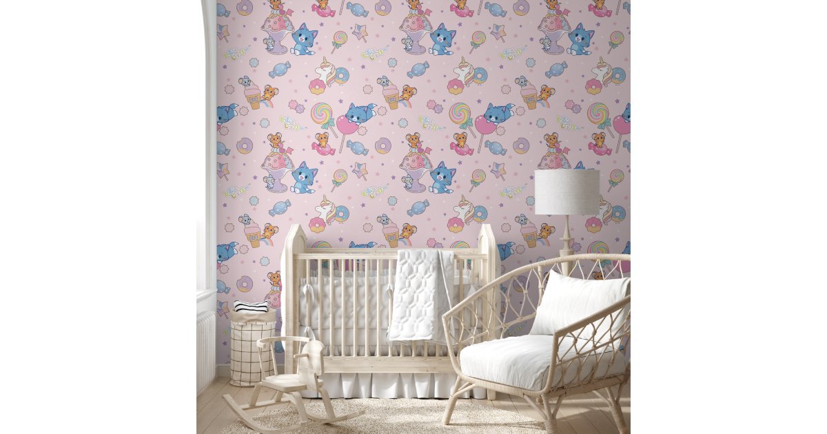 Anime Tom, Jerry, and Tuffy Candyland Pattern Wallpaper | Zazzle