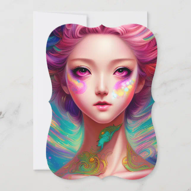 Anime Woman Skin Note Card | Zazzle