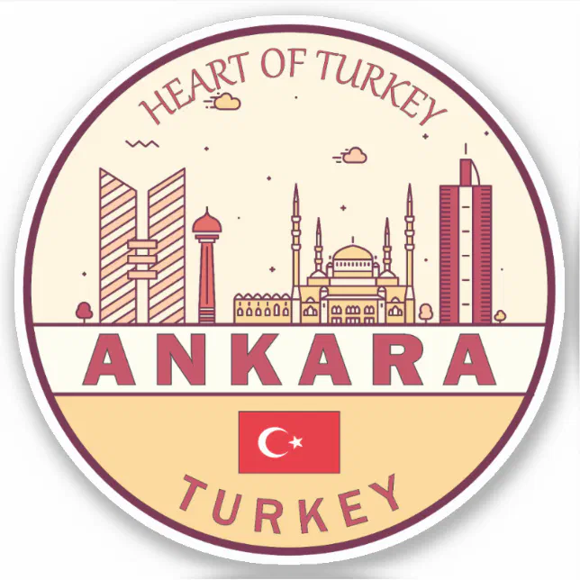 Ankara Turkey City Skyline Emblem Sticker | Zazzle