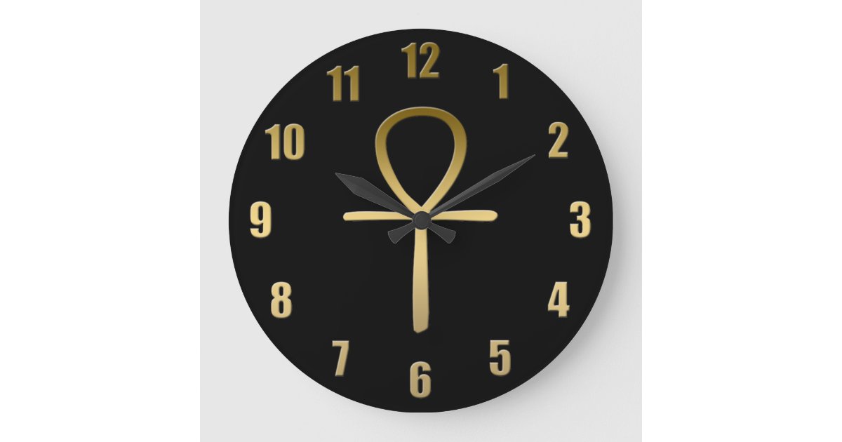 Ankh cross Egyptian symbol Large Clock | Zazzle