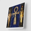 Ankh Egyptian Blue Background Square Wall Clock | Zazzle