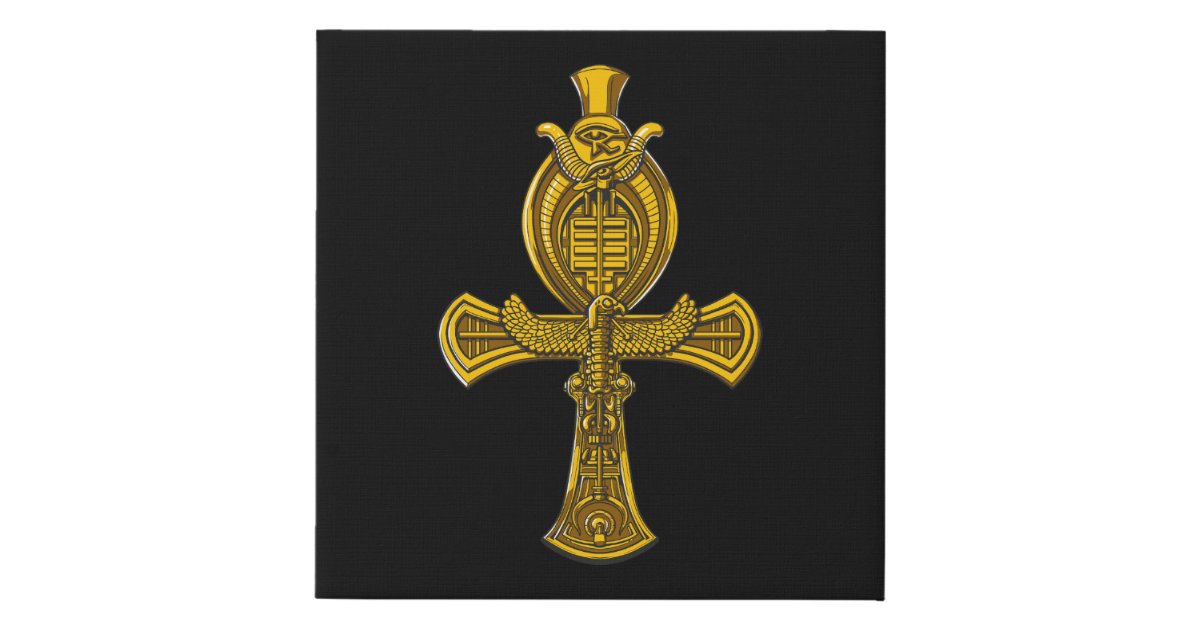 Ankh Eye Of Horus Ancient Egyptian Sacred Symbol Faux Canvas Print | Zazzle