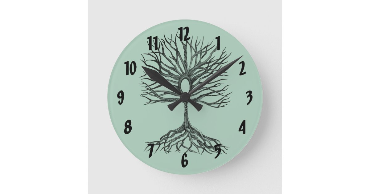 Ankh Tree of Life Round Clock | Zazzle
