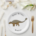 Ankylosaurus armoured dinosaur illustration paper plates | Zazzle