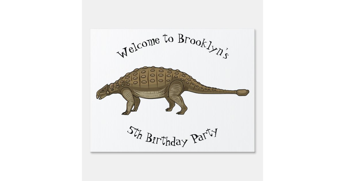 Ankylosaurus cartoon illustration sign | Zazzle