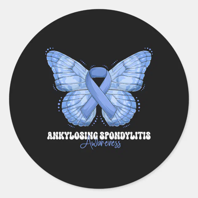 Ankylosing Spondylitis Awareness Month Blue Ribbon Classic Round ...