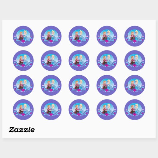 Anna and Elsa | Embracing Classic Round Sticker | Zazzle