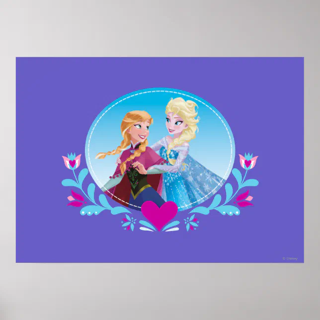 Anna and Elsa | Embracing Poster | Zazzle