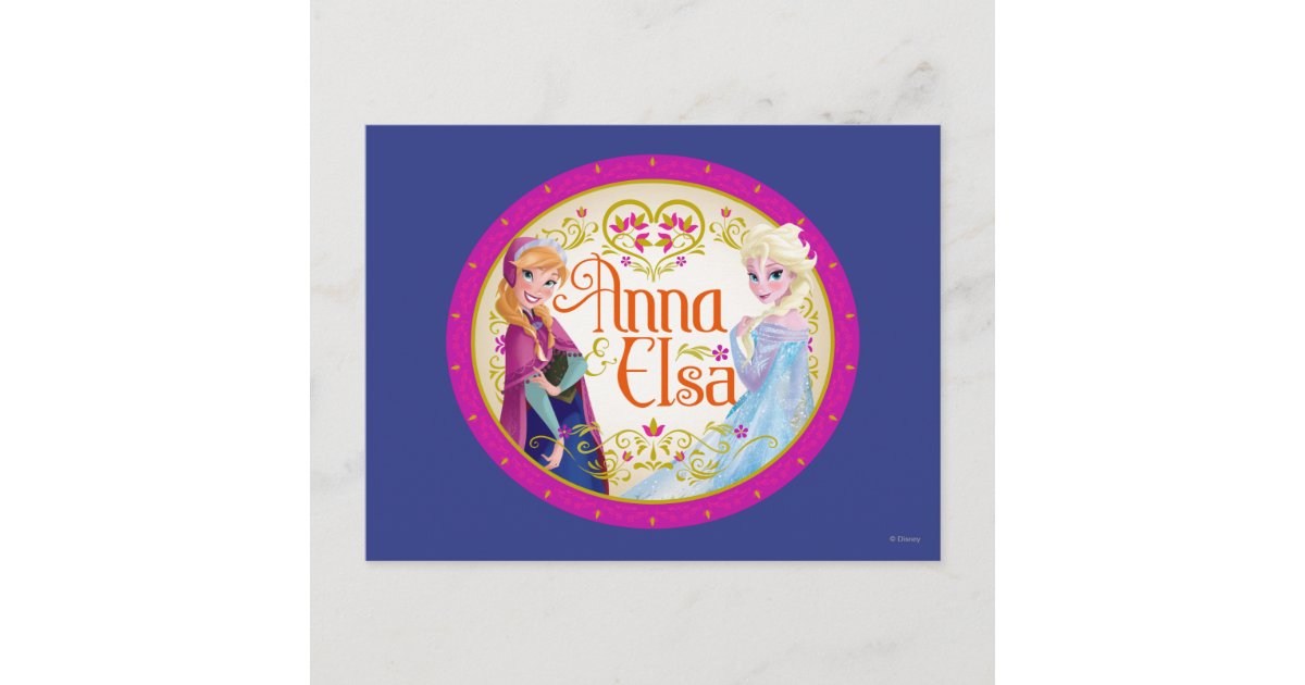 Anna and Elsa | Floral Frame Postcard | Zazzle