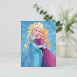 Anna and Elsa | Hugging Postcard | Zazzle