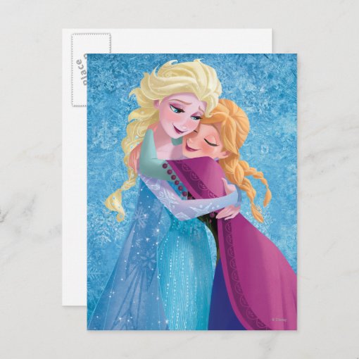Anna and Elsa | Hugging Postcard | Zazzle