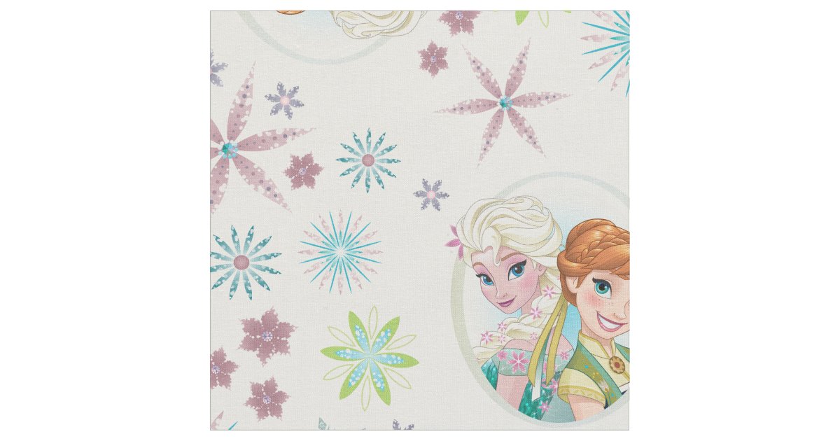 Anna and Elsa Pattern Fabric | Zazzle