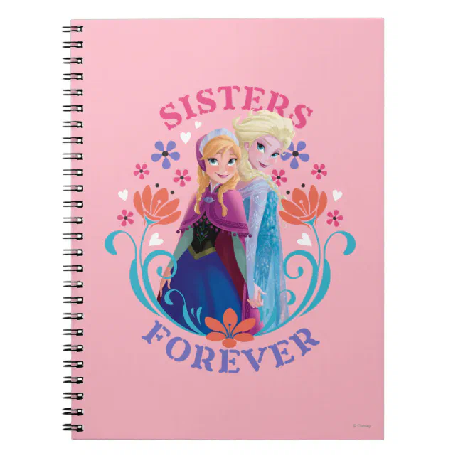 Anna and Elsa | Sisters with Flowers Notebook | Zazzle
