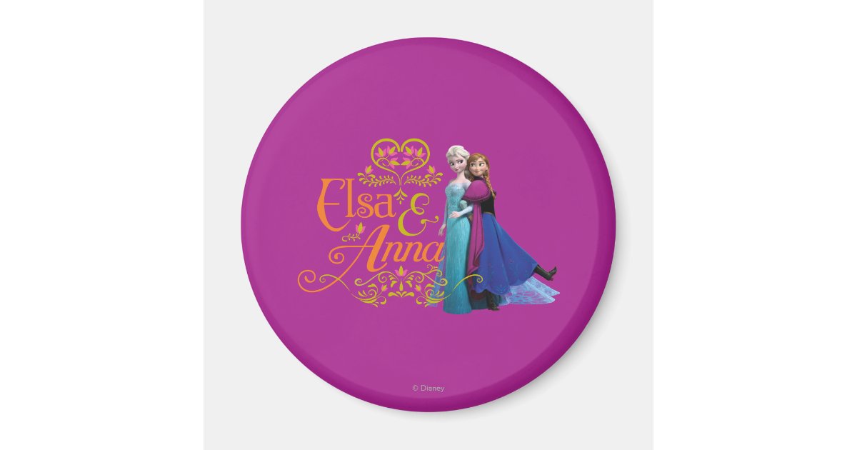 Anna and Elsa | Standing Back to Back Magnet | Zazzle