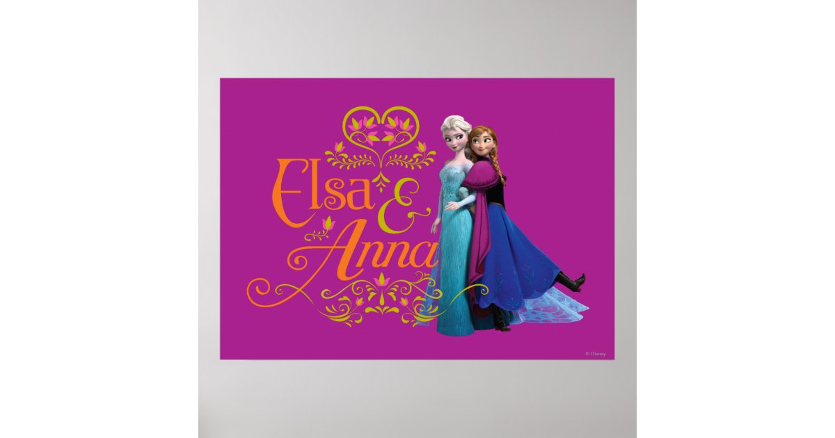 Anna and Elsa | Standing Back to Back Poster | Zazzle