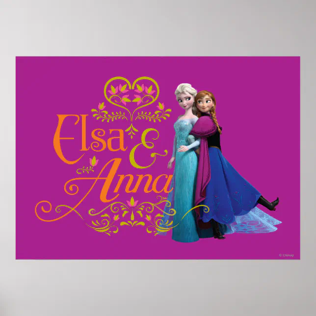 Anna and Elsa | Standing Back to Back Poster | Zazzle