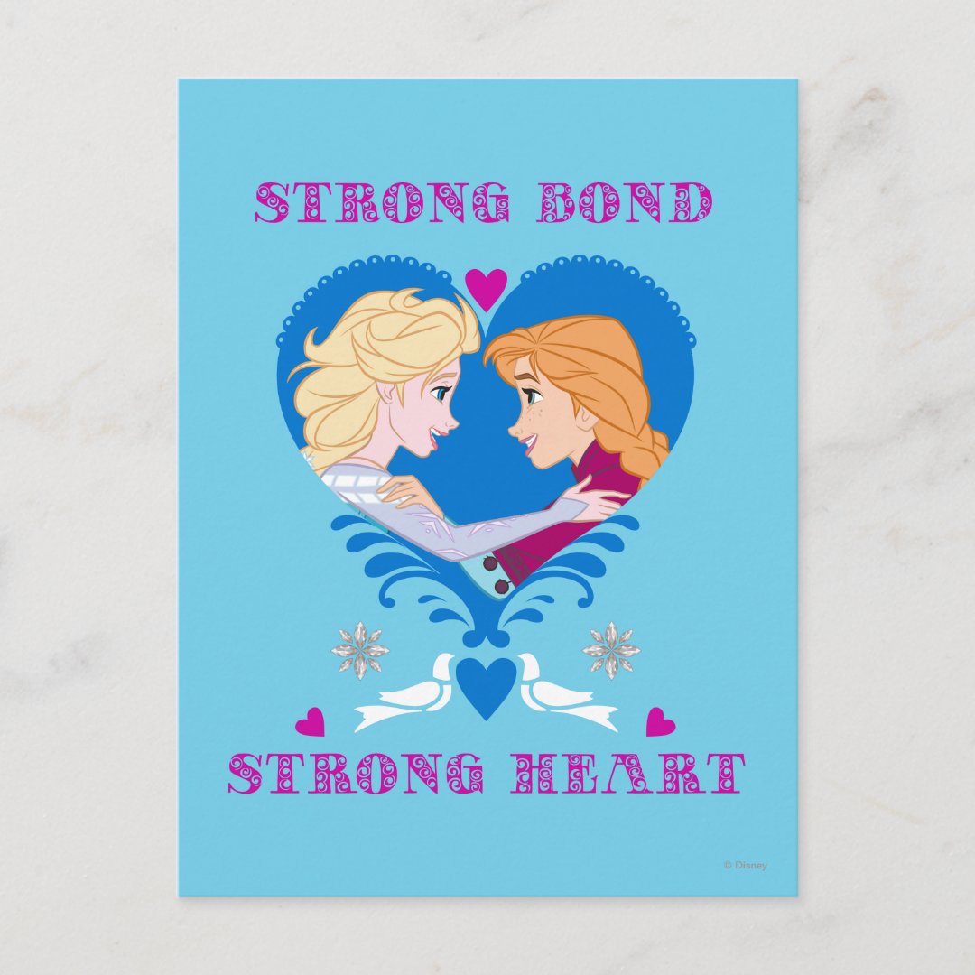 Anna and Elsa | Strong Bond, Strong Heart Postcard | Zazzle