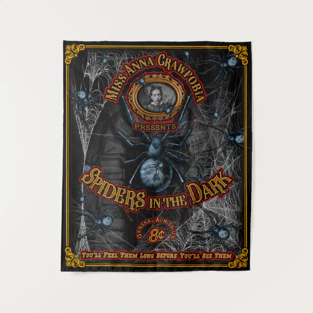 Anna Crawfobia's Spiders in the Dark Sideshow Tapestry | Zazzle