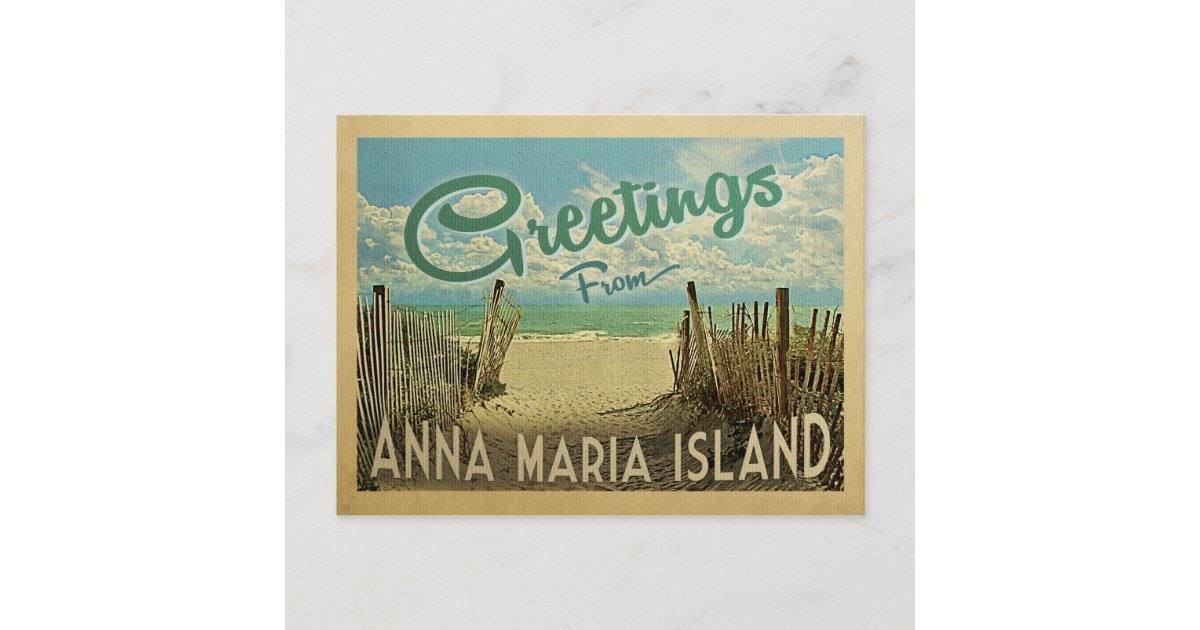 Anna Maria Island Beach Vintage Travel Postcard | Zazzle