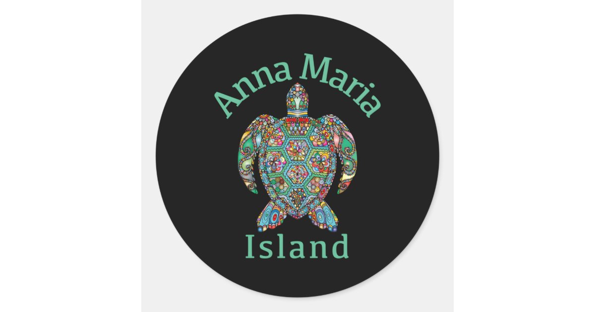 Anna Maria Island Tribal Turtle Classic Round Sticker | Zazzle