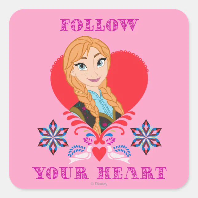Anna | Portrait in Red Heart Square Sticker | Zazzle