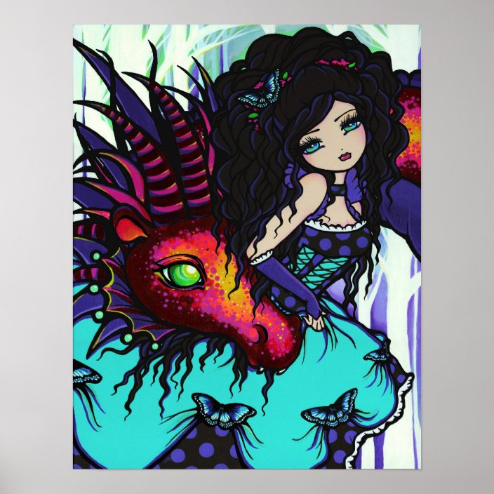 Annabelle & Jax Fairy Princess Dragon Fantasy Art Poster | Zazzle.com