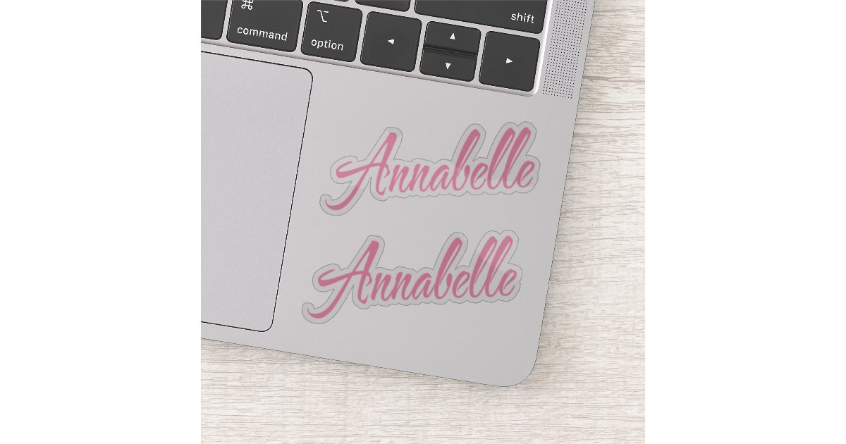 Annabelle name pink cursive x2 sticker | Zazzle