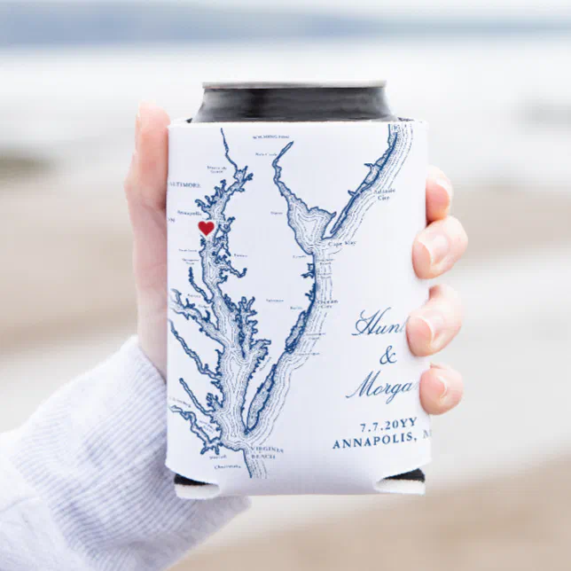 Annapolis Chesapeake Bay Map Wedding Favor Drink Can Cooler | Zazzle