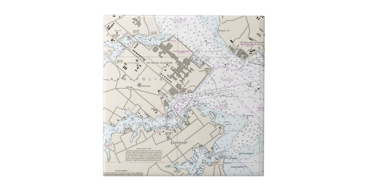 Annapolis Harbor Chart Ceramic Tile | Zazzle