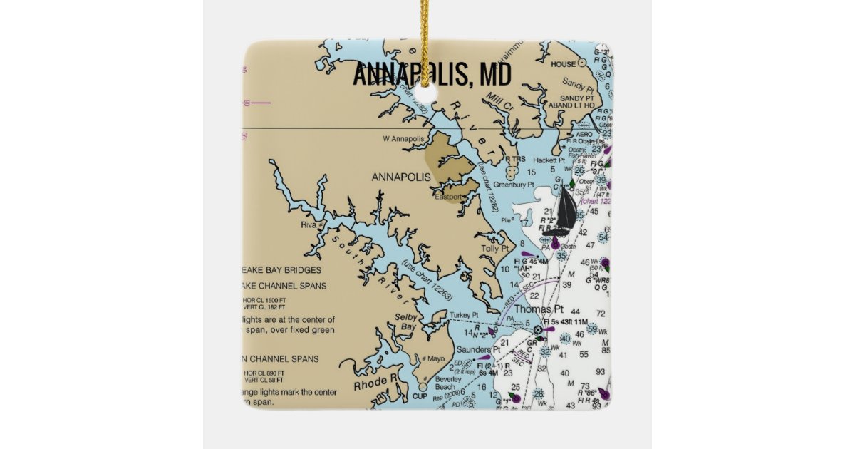 Annapolis MD Chart Ceramic Ornament | Zazzle