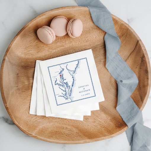 Annapolis MD Chesapeake Bay Map Elegant Wedding Napkins | Zazzle